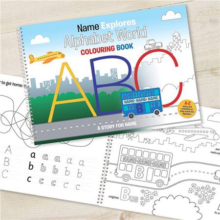 Personalised Alphabet World Colouring Book (A3) |Named Books