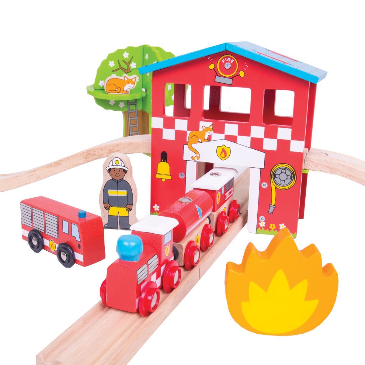 Fire & Rescue Train Set | Bigjigs Rail (BJT037) | Train Sets