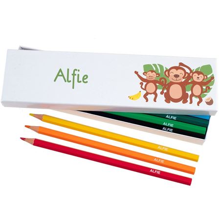Box of 12 Named Colouring Pencils - Cheeky Monkey | Personalised Pencils